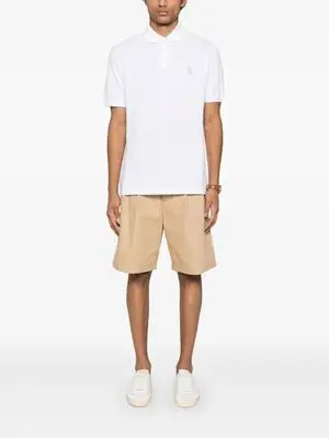 Brunello Cucinelli Cotton Piqué Polo Shirt With Logo - White