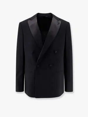 Giorgio Armani Soho Virgin Wool Tuxedo Blazer - Black