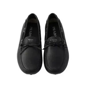 Prada Calf Leather Boat Shoes - Black