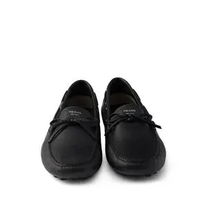 Prada Calf Leather Boat Shoes - Black