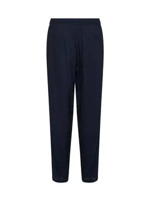 Giorgio Armani Dark Navy Froissé Lyocell Blend Flat Front Trousers
