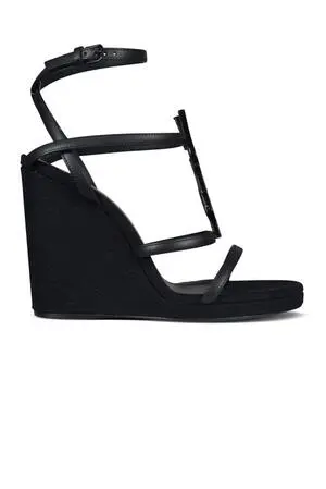 Saint Laurent Cassandra Wedge Espadrilles - Black