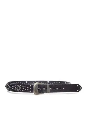 GOLDEN GOOSE Studded Leather Belt - Black