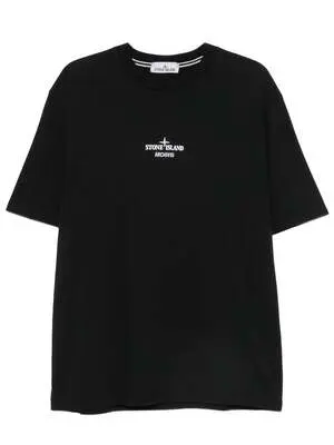 Stone Island Regular Fit T-shirt With `archivio` Print - Black