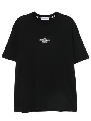 Stone Island Regular Fit T-shirt With `archivio` Print - Black