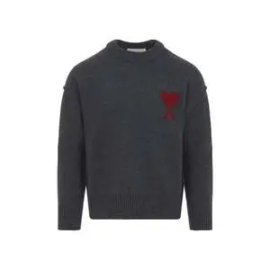 AMI Paris Adc Crewneck Sweater - Gray