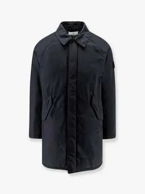 Stone Island Micro Reps Padded Long Jacket - Black
