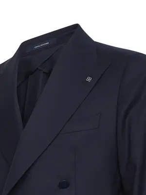 Tagliatore Blue Stretch Virgin Wool Montecarlo Double-breasted Blazer