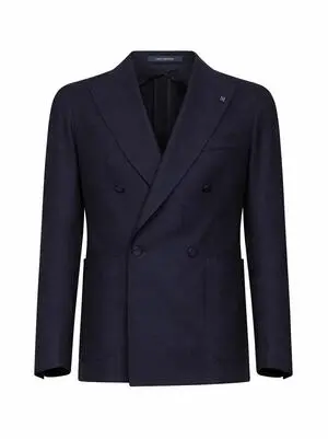 Tagliatore Blue Stretch Virgin Wool Montecarlo Double-breasted Blazer - Multicolor