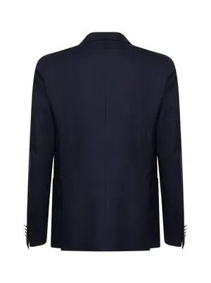 Tagliatore Blue Stretch Virgin Wool Montecarlo Double-breasted Blazer - Multicolor