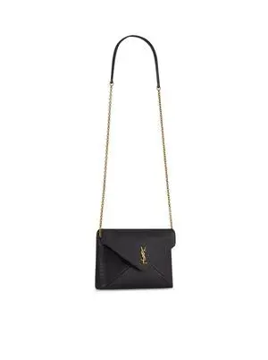Saint Laurent Cassandre Small Lambskin Chain Clutch - Black