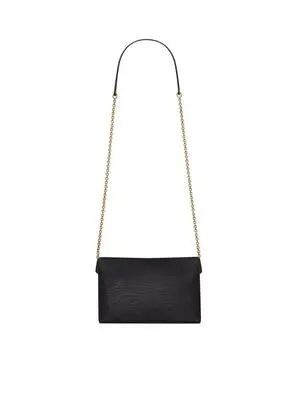 Saint Laurent Cassandre Small Lambskin Chain Clutch - Black