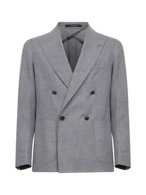 Tagliatore Silver Grey Stretch Virgin Wool Montecarlo Double-breasted Blazer - Multicolor