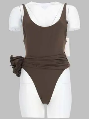 Magda Butrym Costume Da Bagno Intero Con Dettaglio Arricciato - Brown