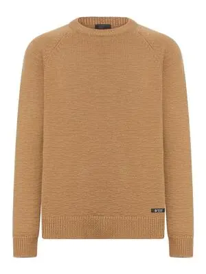 Prada Crew Neck Sweater In Virgin Wool - Brown