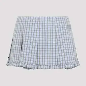 Miu Miu Cotton Checked Mini Skirt - White