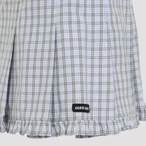 Miu Miu Cotton Checked Mini Skirt - White