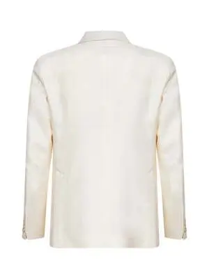 Tagliatore Cream Silk Blend Single-breasted Montecarlo Blazer