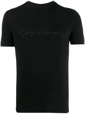 Giorgio Armani Asv Stretch-viscose T-shirt With Signature Logo - Black