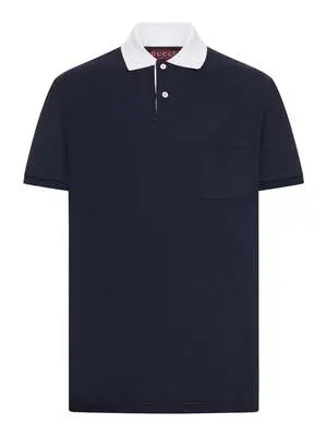 Gucci Stretch Cotton Piquet Polo - Blue