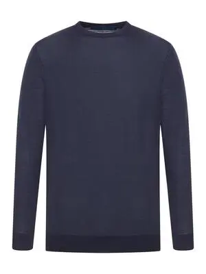 Kiton Crewneck Sweater In 14 Micron Wool - Blue
