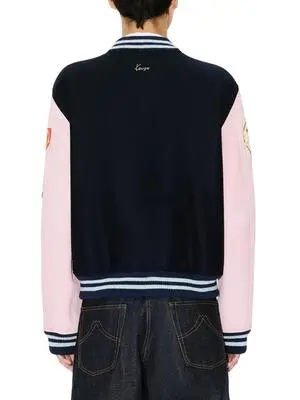 Kenzo Embroidered Wool Varsity Jacket With Badges