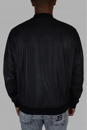 Philipp Plein Leather Bomber Jacket - Black