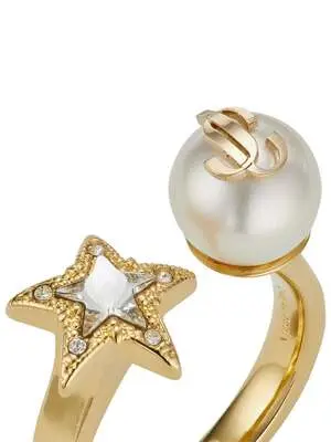 JIMMY CHOO Crystal Star And Pearl Ring - Silver