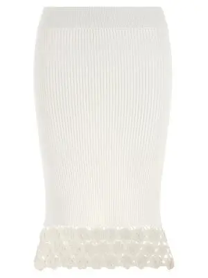 GANNI Cotton Crochet Skirt - White