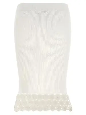 GANNI Cotton Crochet Skirt - White