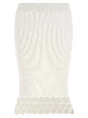 GANNI Cotton Crochet Skirt - White