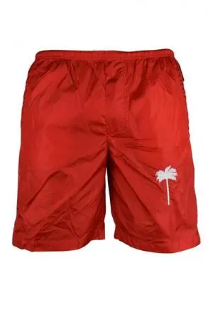 Palm Angels Nylon Embroidered Swim Shorts - Red