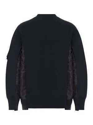 Sacai Cotton Blend Sweatshirt With Nylon Details Applied