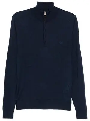 Etro Fuji Knitted Quarter Zip Jumper - Blue