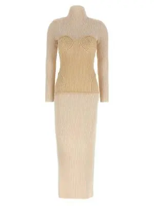 JEAN PAUL GAULTIER Ribbed Corset Dress - Cream