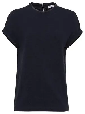 BRUNELLO CUCINELLI Brunello Cucinelli Women Stretch Cotton Jersey T-Shirt With Precious Faux Layering