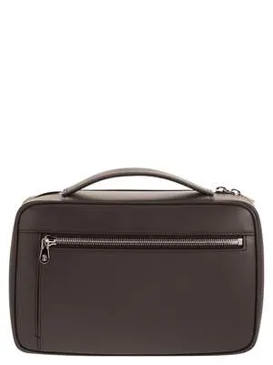 Brunello Cucinelli Smooth Leather Beauty Case With Logo