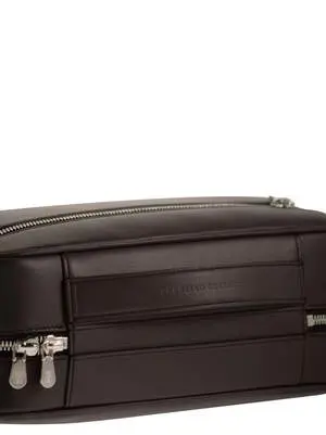 Brunello Cucinelli Smooth Leather Beauty Case With Logo