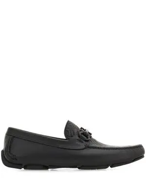 FERRAGAMO Embossed Gancini Monogram Driving Loafers