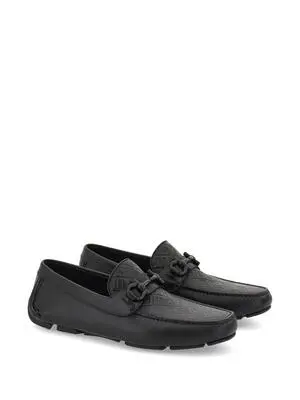 FERRAGAMO Embossed Gancini Monogram Driving Loafers
