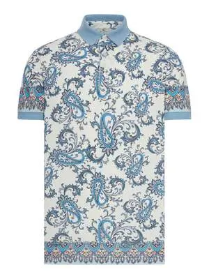Etro Cotton Polo Shirt With Placed Print - Multicolor