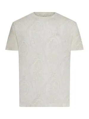 Etro Cotton T-shirt With Arnica Pattern - Cream