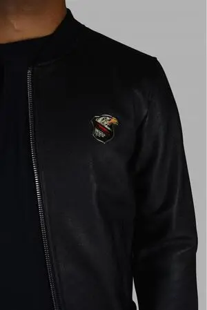 Philipp Plein Leather Bomber Jacket - Black