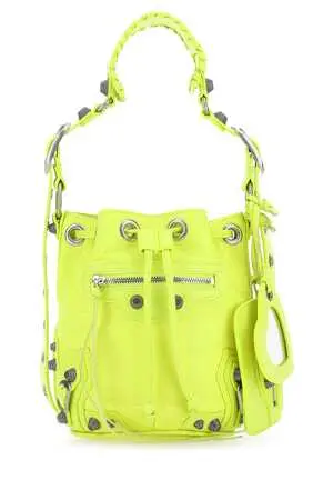 Balenciaga Fluo Leather Le Cagole Xs Bucket Bag - Yellow