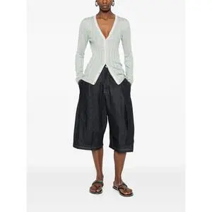 Prada Ribbed Knit V-neck Cardigan - Green