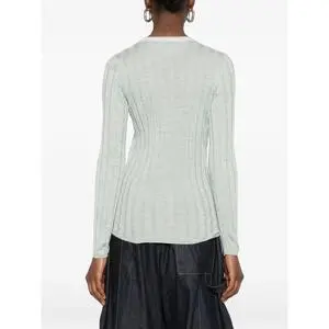 Prada Ribbed Knit V-neck Cardigan - Green