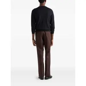 Prada Virgin Wool Crew Neck Sweater - Blue