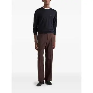Prada Virgin Wool Crew Neck Sweater - Blue