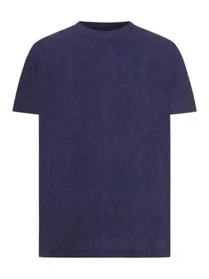Etro Cotton T-shirt With Arnica Pattern - Blue