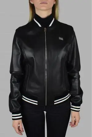 Philipp Plein Leather Bomber Jacket
